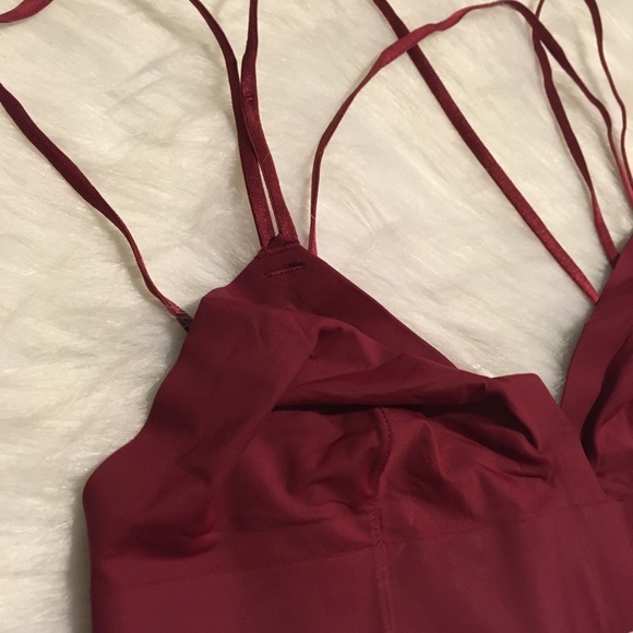 Intimates & Sleepwear | Burgundy Red Triangle Caged Cutout Bralette Bra ...